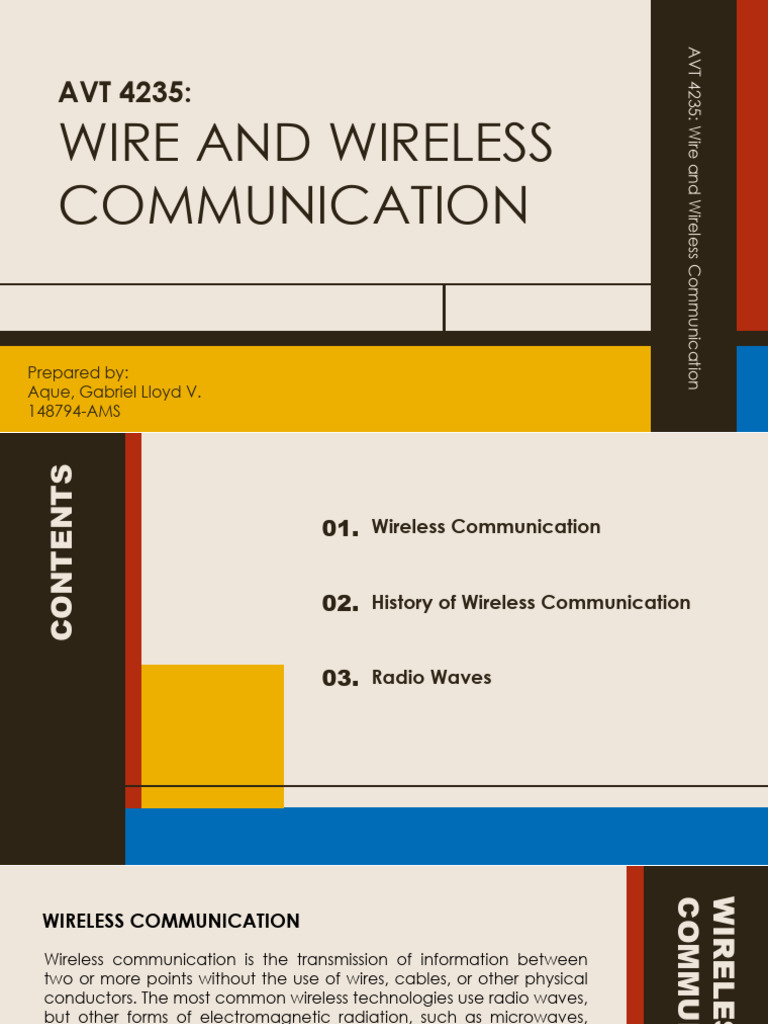 AVT 4235 MIDTERM PPT Wireless Communication | PDF | Electromagnetic Radiation | Wireless