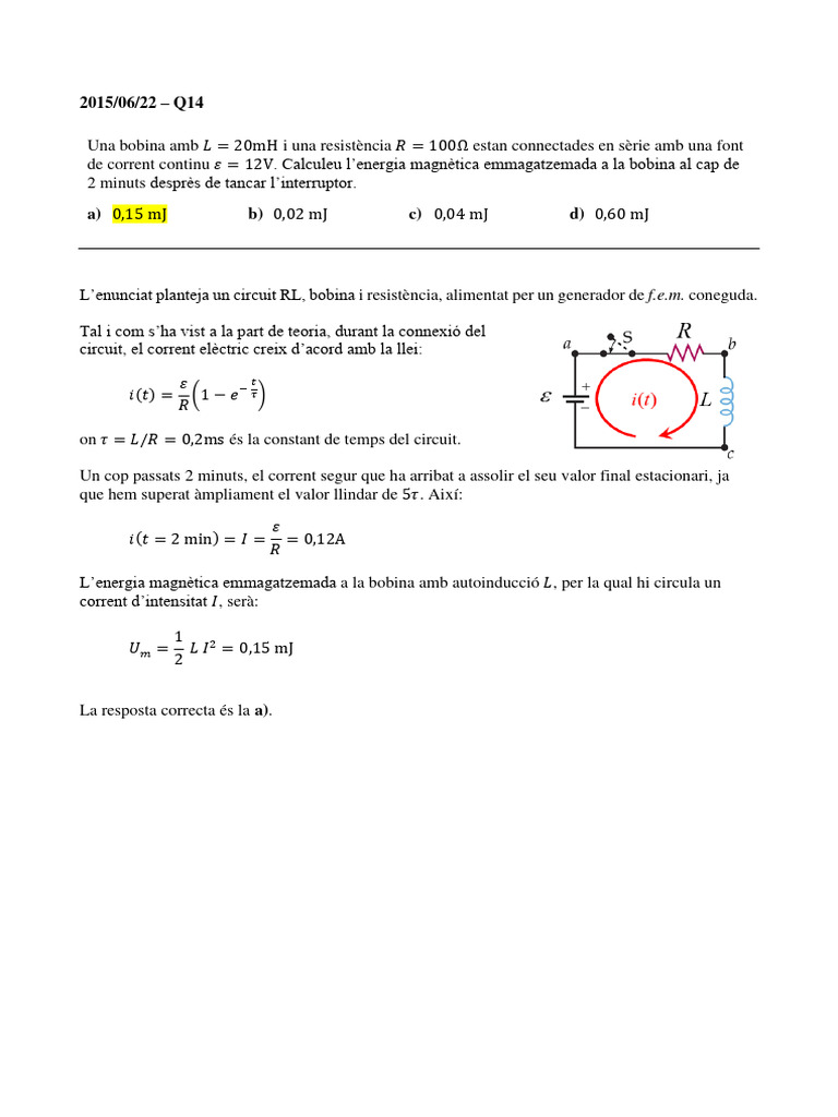 F2 Tema5 Feines Sol 3 Circuit RL Um | PDF