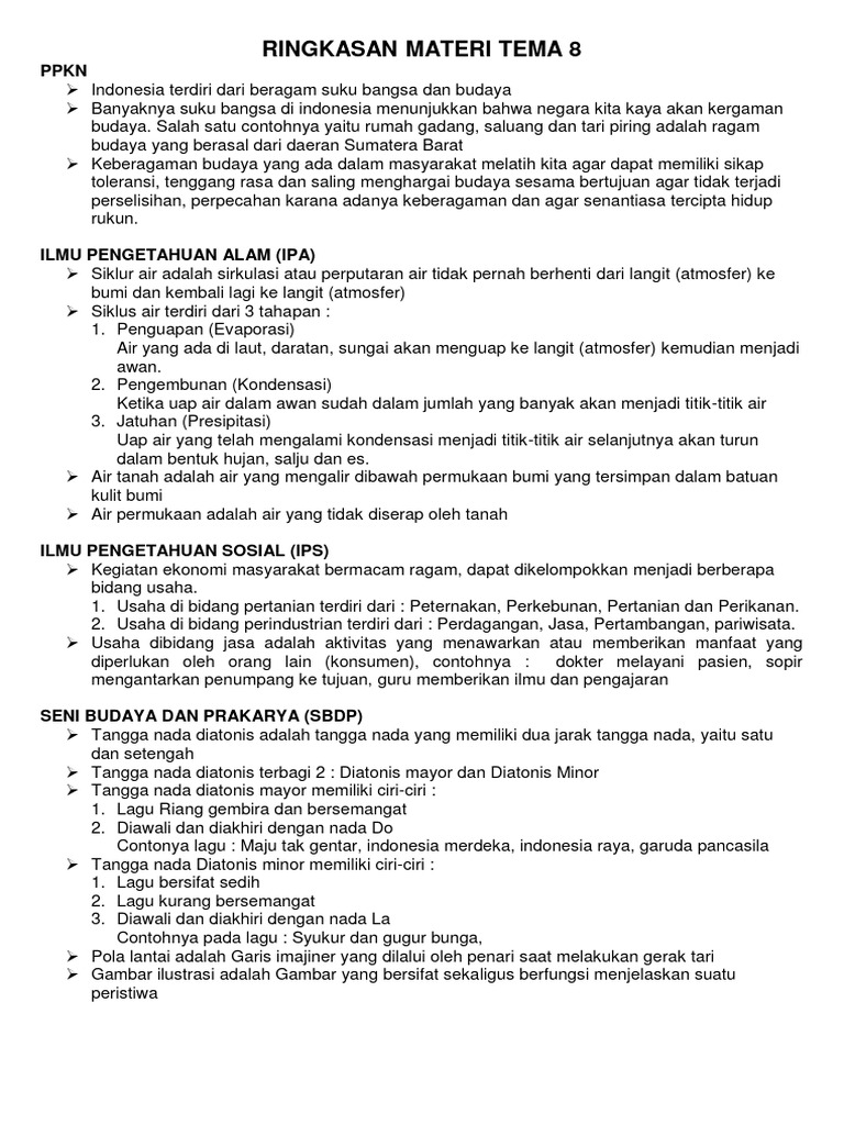 Ringkasan Materi Tema 8 | PDF