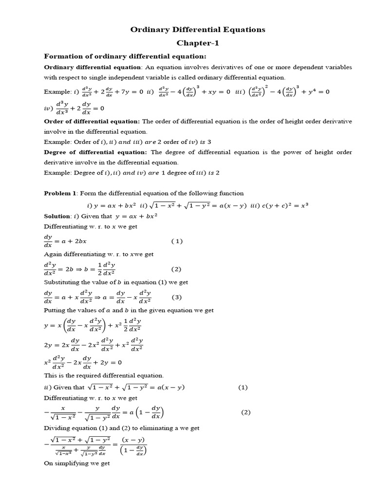 First Order Ordinary Differentiation Equations Pdf Equations Differential Equations