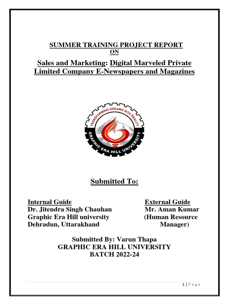 Digital Marveled SIP Report Varun Thapa | PDF