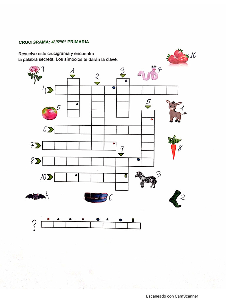Crucigrama 4°5°6° Primaria | PDF