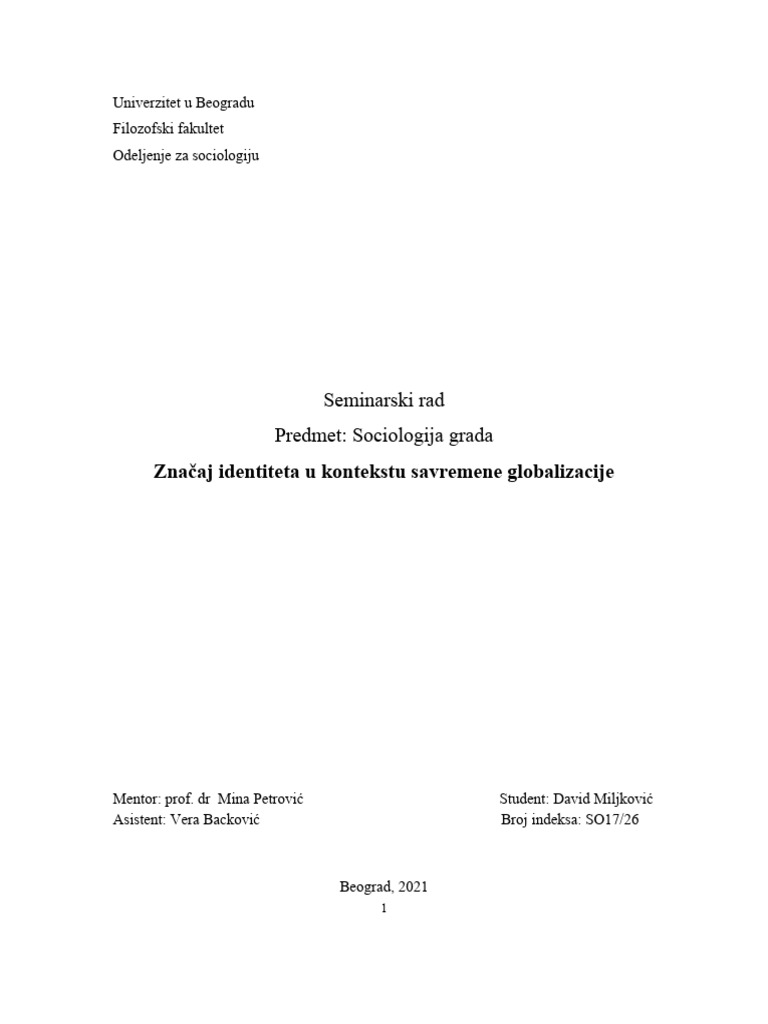 Soc Grada Seminarski | PDF