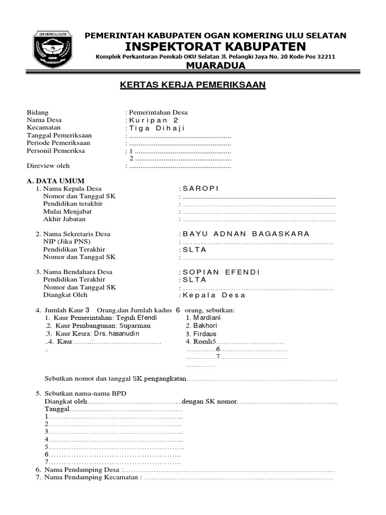 Kertas Kerja Desa (2) Desdes | PDF | Griya & Taman