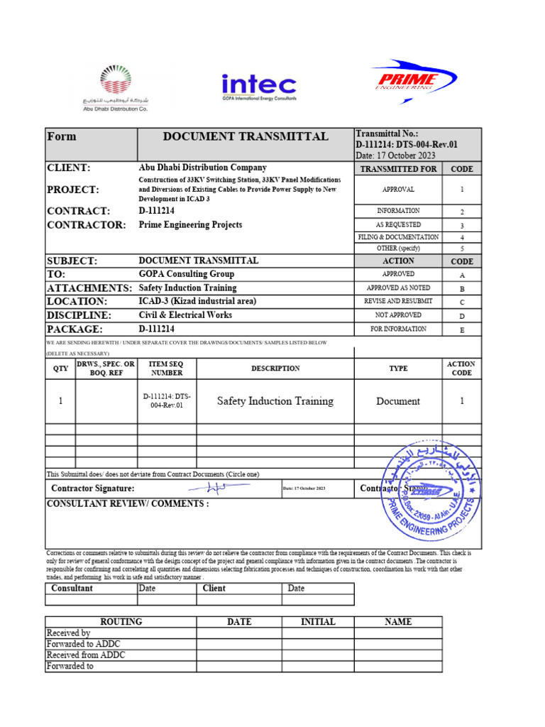 D 111214 DTS 004 Rev.001 Safety Induction Training | PDF | Safety