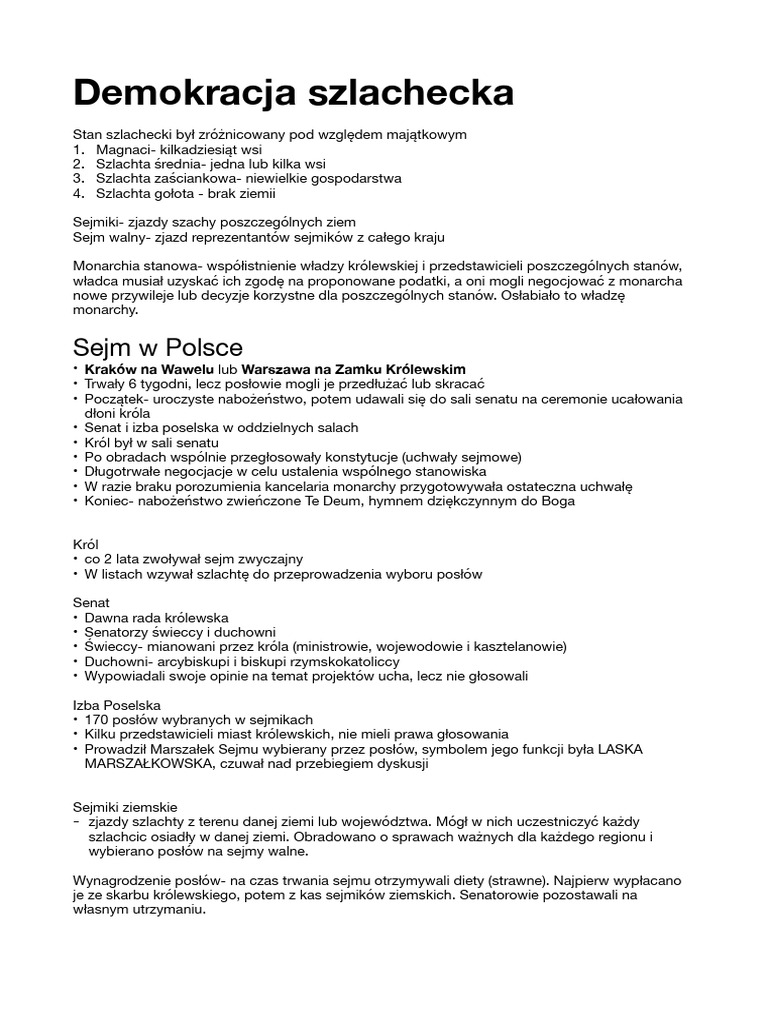 Demokracja Szlachecka | PDF