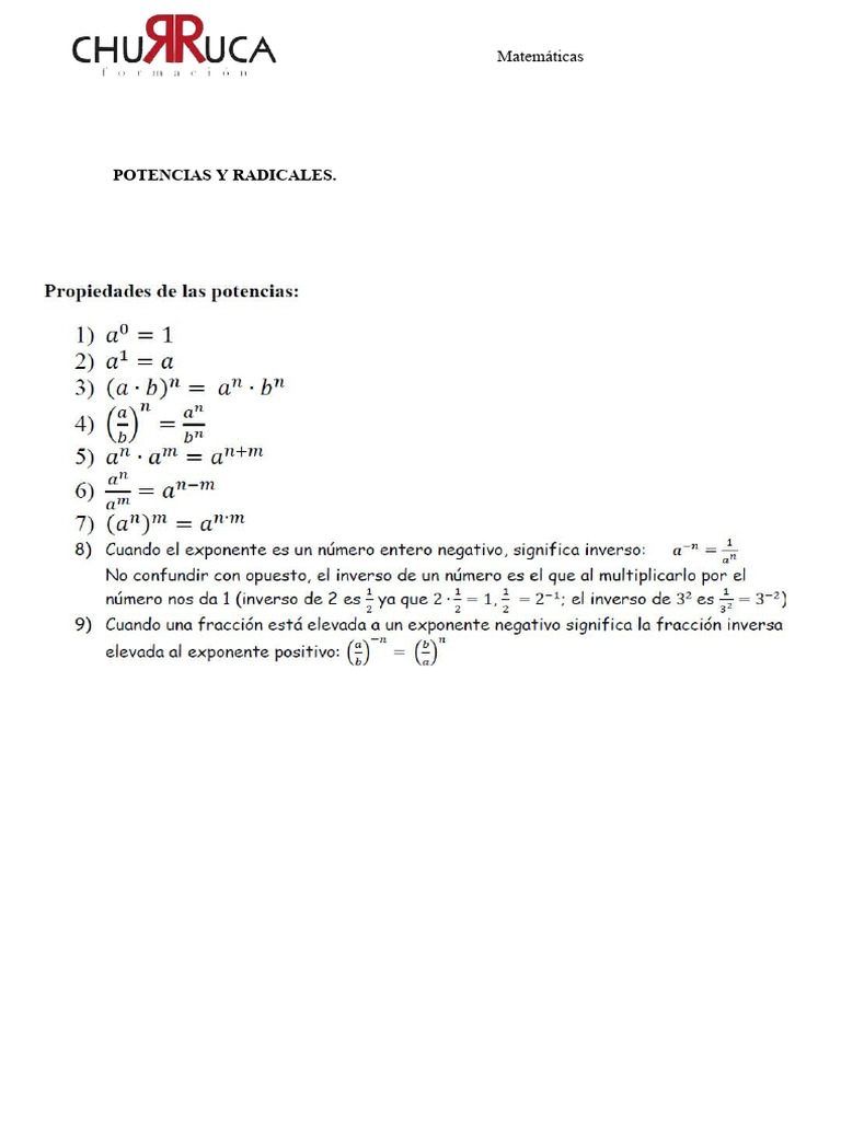 UD2 Potencias - Radicales - Ejercicios | PDF | Exponenciación | Matemáticas