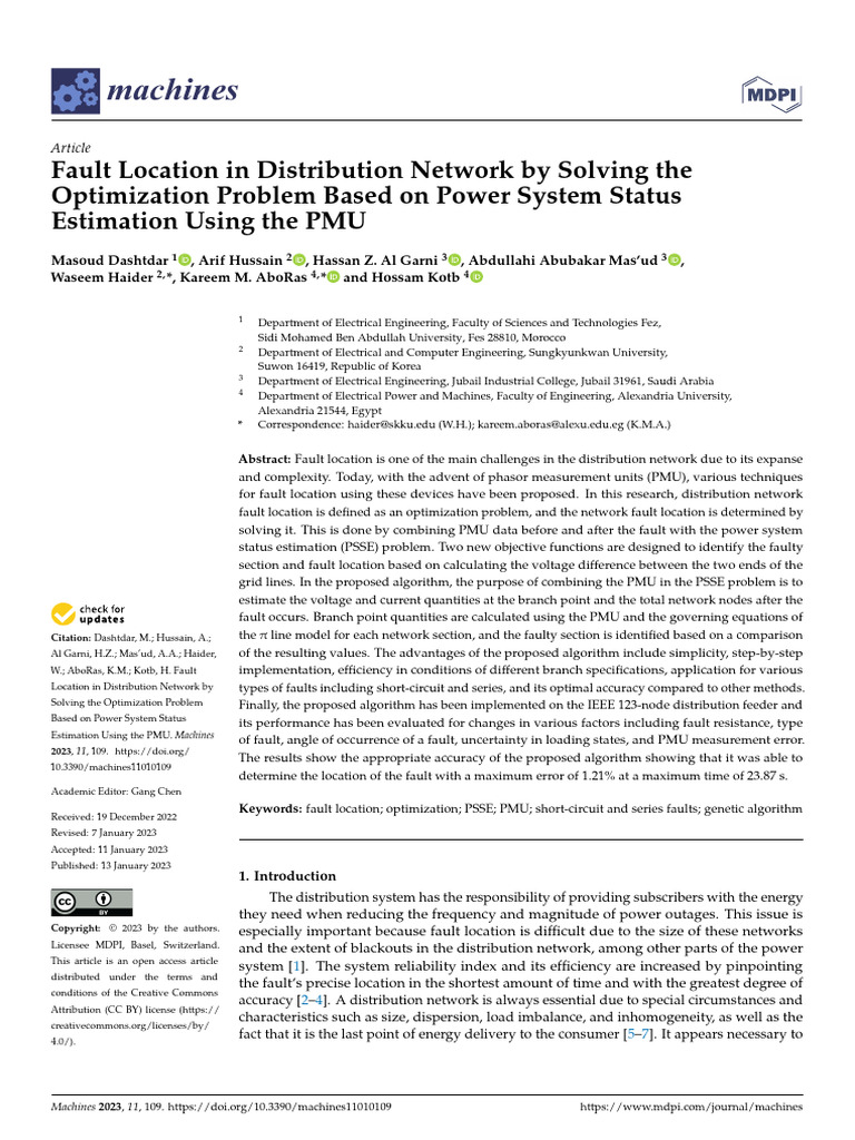 Fault Location in Distribution Network by Solving | PDF | Electrical Engineering | Electricity