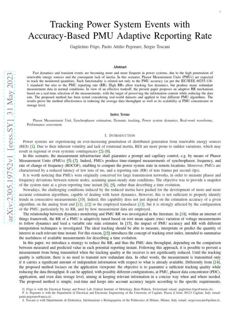 Tracking Power System Events With Accuracy-Based P | PDF | Sampling ...