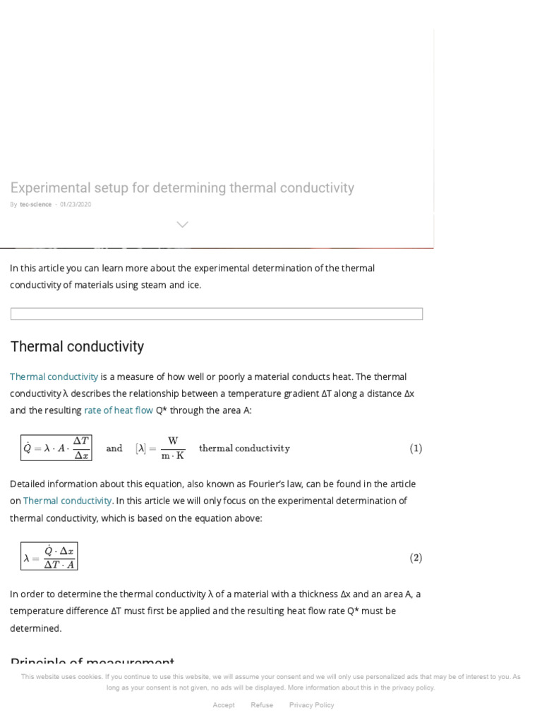 Experimental Setup For Determining Thermal Conductivity - Tec-Science ...