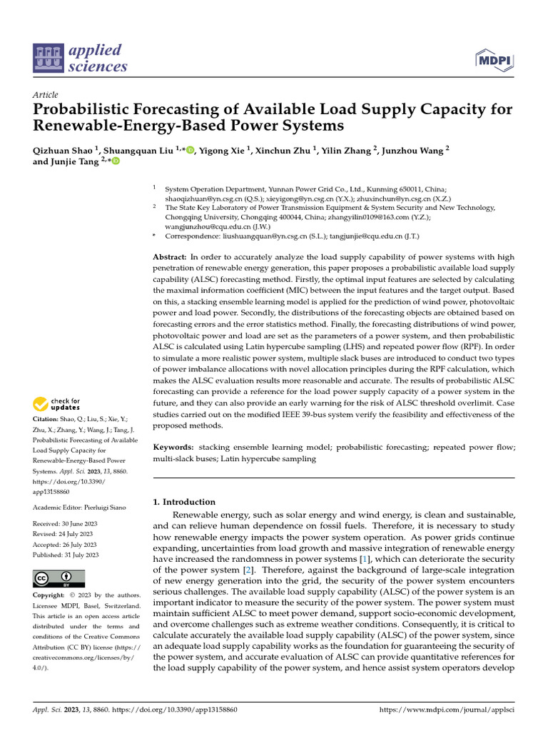 Probabilistic Forecasting of Available Load Supply | PDF | Forecasting ... Probabilistic Forecasting of Available Load Supply | PDF | Forecasting ...