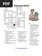 Restaurant Crossword Puzzle Clues | PDF | Meal | Nutrition