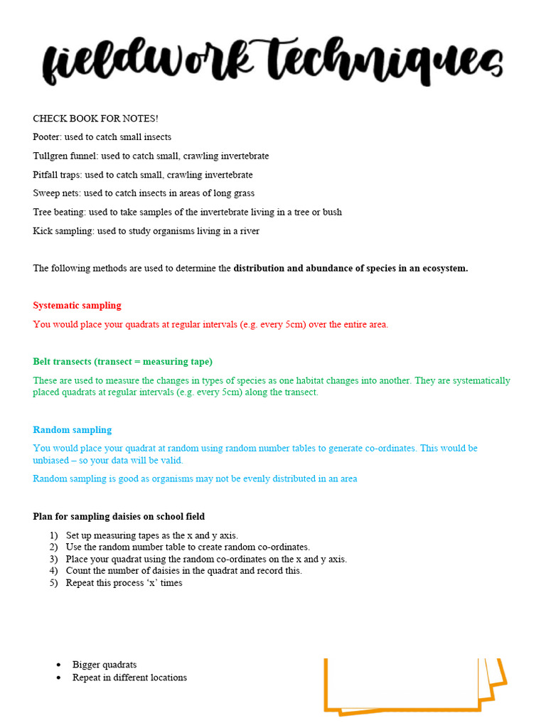 Fieldwork Techniques | PDF