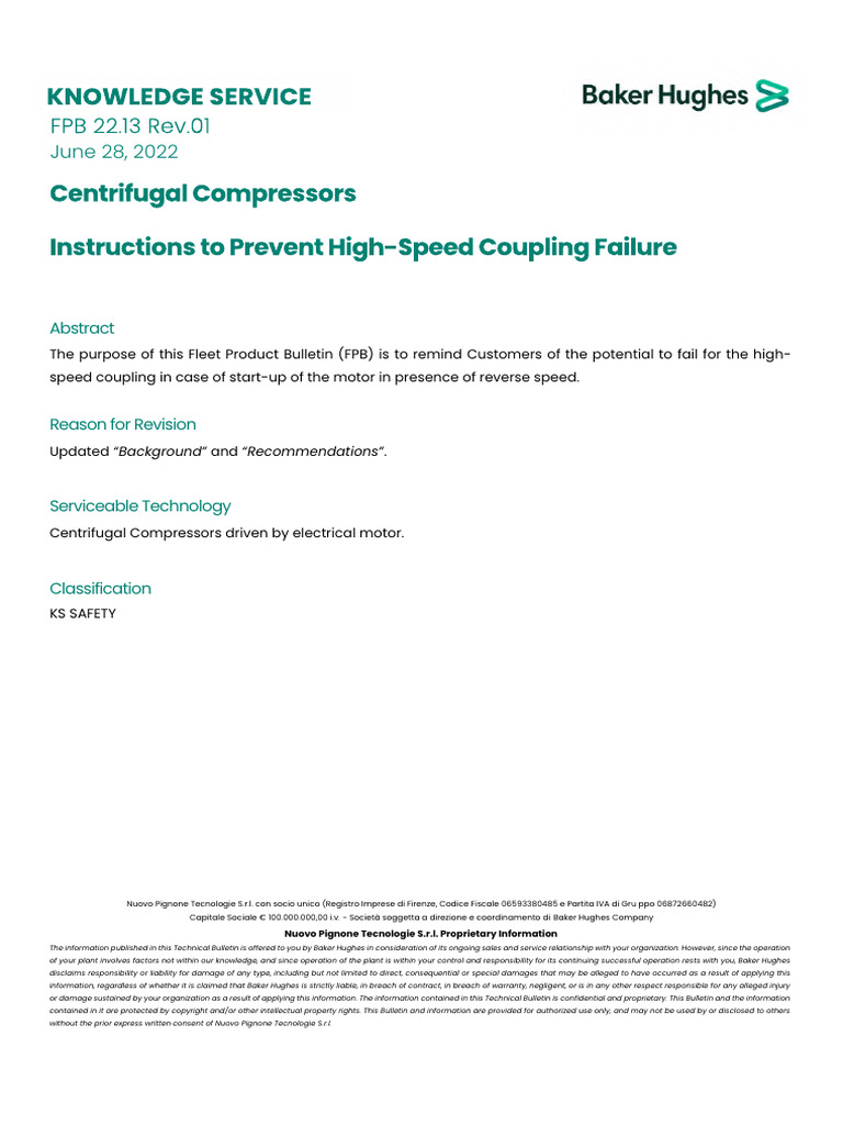 FPB 22.13 Rev.01 - Centrifugal Compressors Instructions To Prevent High ...