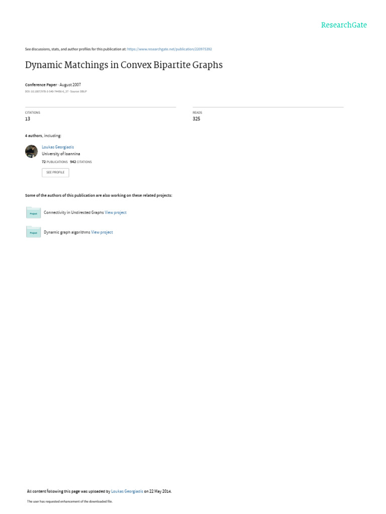 Dynamic Matchings in Convex Bipartite Graphs | PDF | Combinatorics | Graph Theory