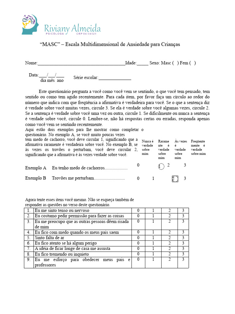 Ansiedade Escala Masc - Editada | PDF | Verdade