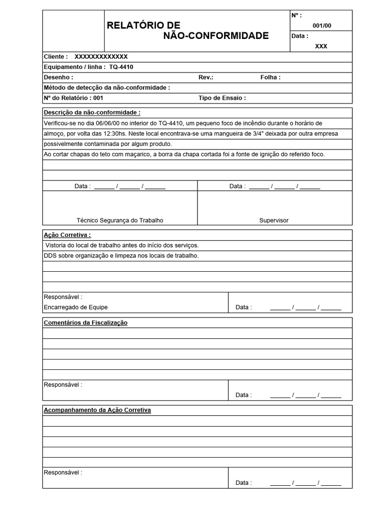 Relatório de Não-Conformidade | PDF