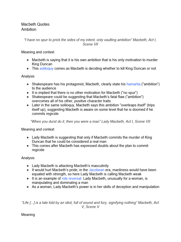Macbeth Quotes | PDF | Macbeth