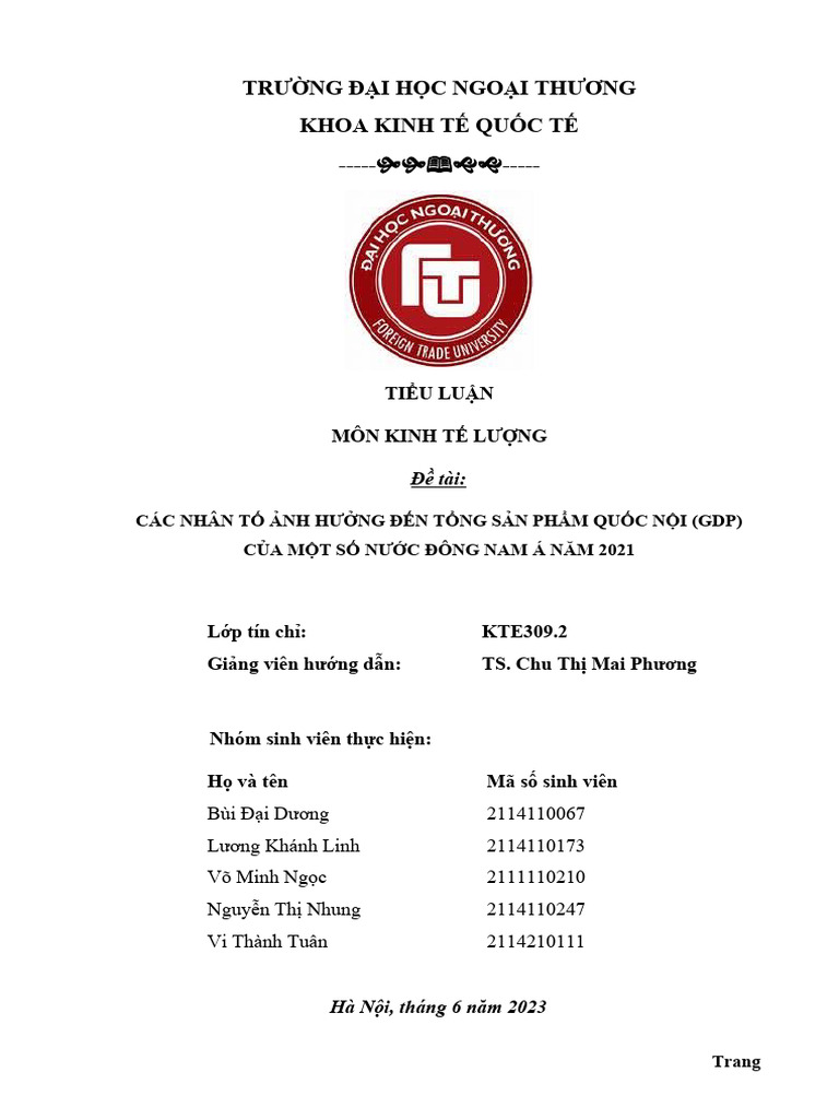 Tiểu Luận Ktl Final | PDF