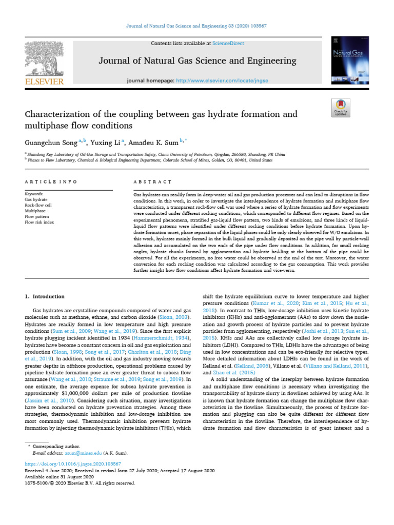 Characterization of The Coupling Between Gas Hydrate Formation and ...