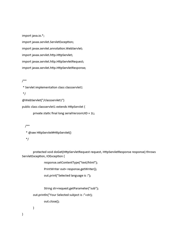 Servlet Programs Class | PDF | Java Platform | Java Specification Requests