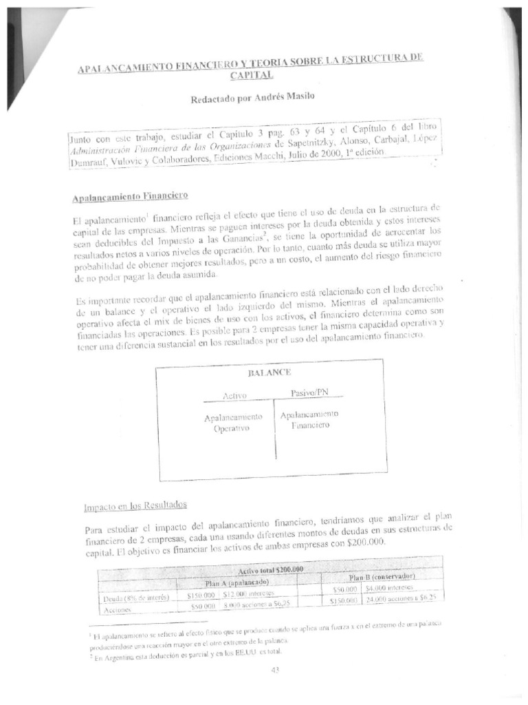 Apalancamiento Financiero y Estructura de Capital | PDF