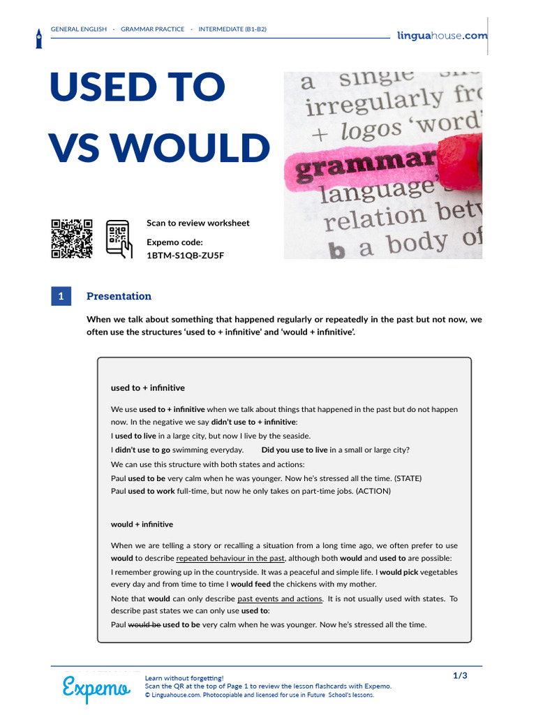 Used To Vs Would British English Student | PDF | Linguistics | Grammar