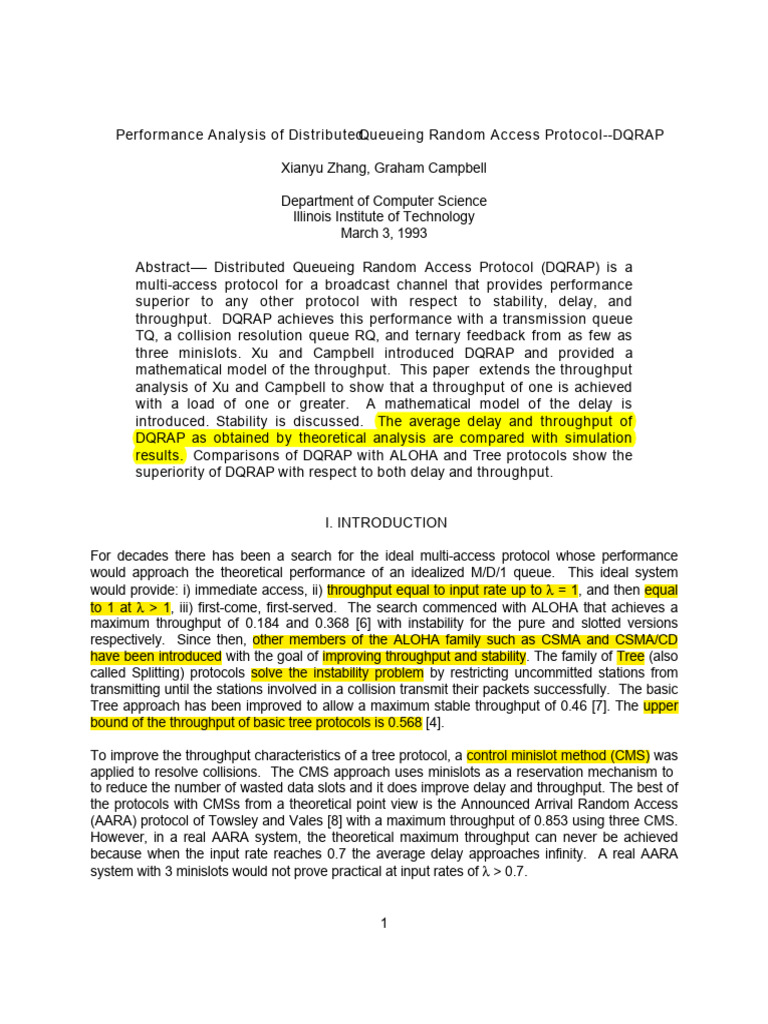 1993.performance Analysis of DistributedQ Ueueing Random Access Protoco | PDF | Probability ...