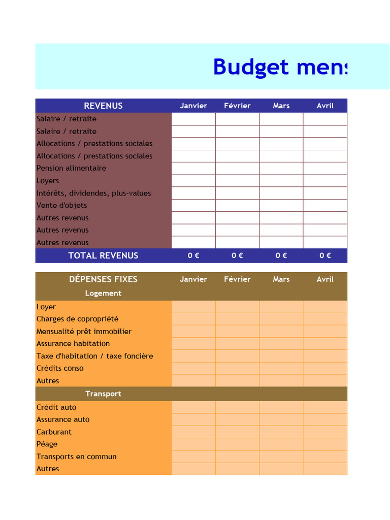 Budget Familial Mensuel Gratuit Radin Malin | PDF | Impôts | Retraite