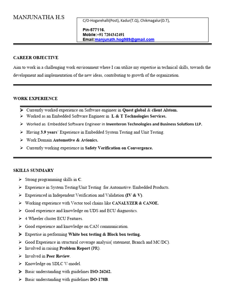 Embedded Software Engineer Resume | PDF | Computers