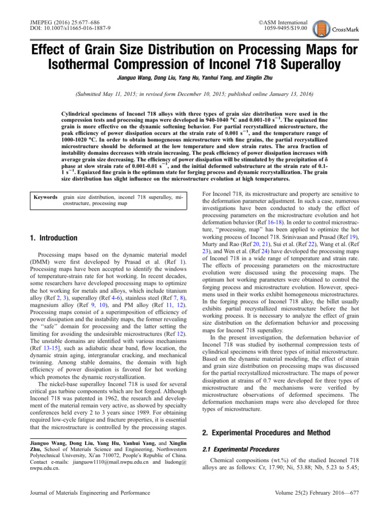 Effect of Grain Size Distribution On Processing Maps For Isothermal ...