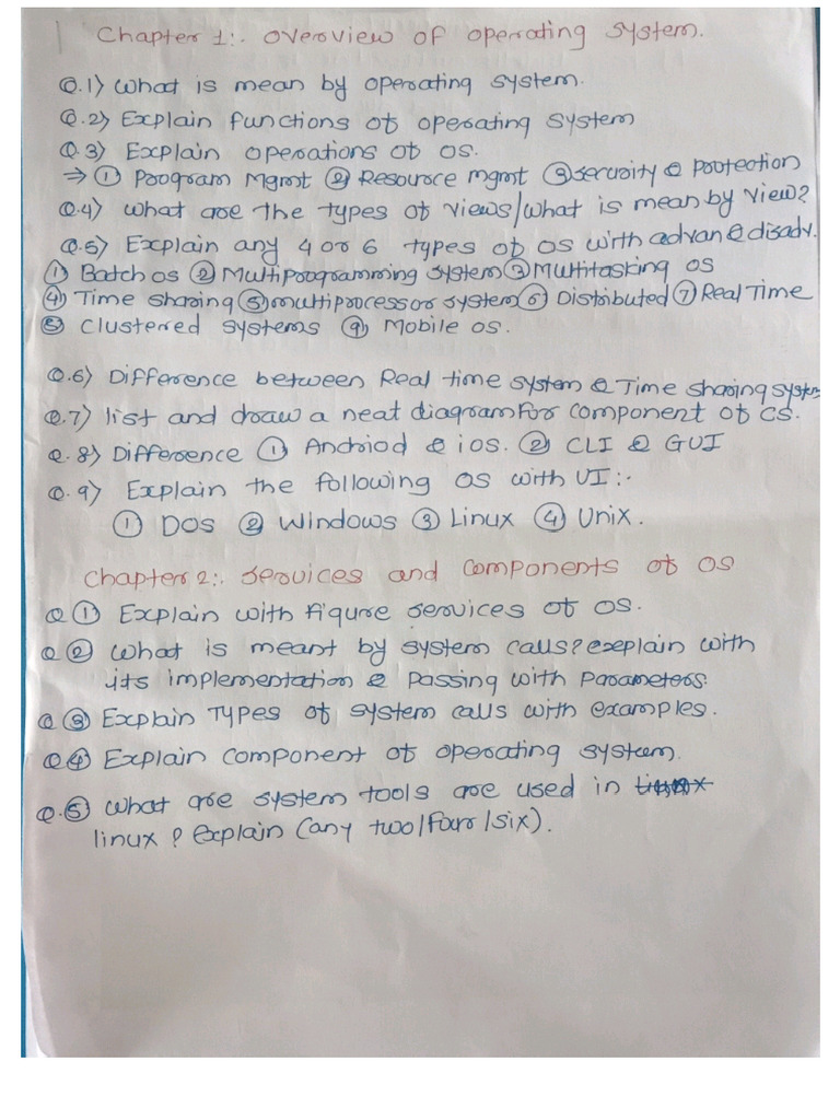 OSY Important Questions All Chapter | PDF