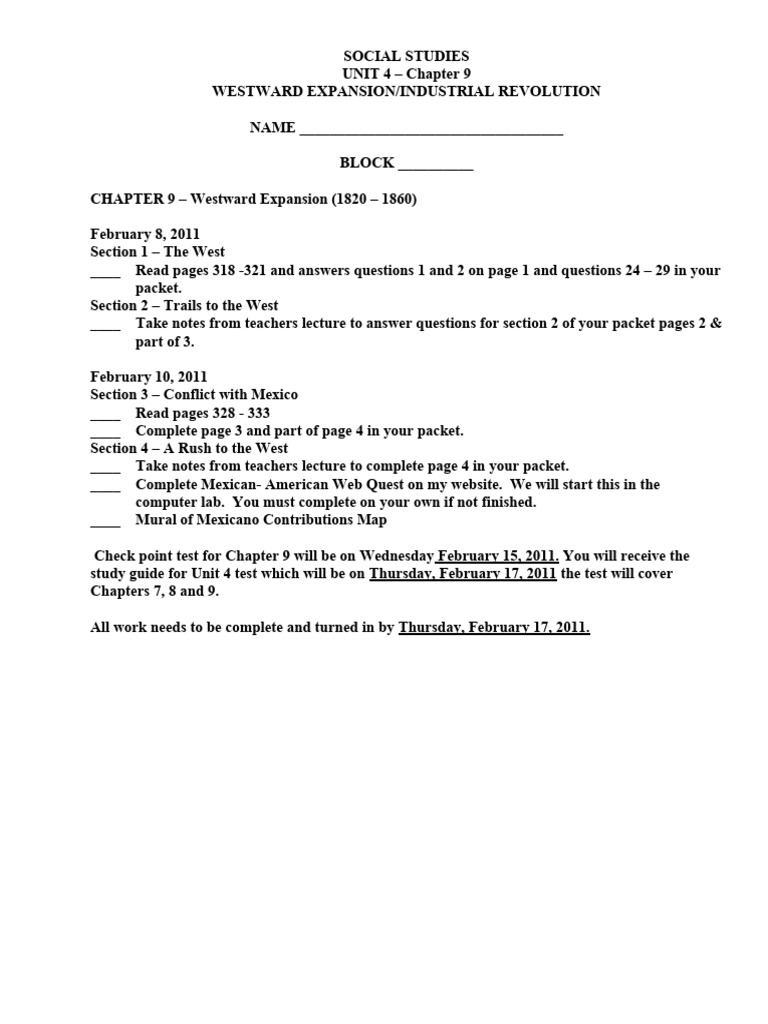 Unit 4 Chapter 9 Packets | PDF | Texas | Mexico Unit 4 Chapter 9 Packets | PDF | Texas | Mexico