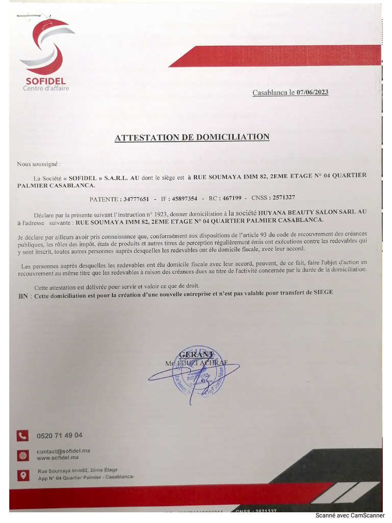 Contrat de Domiciliation | PDF