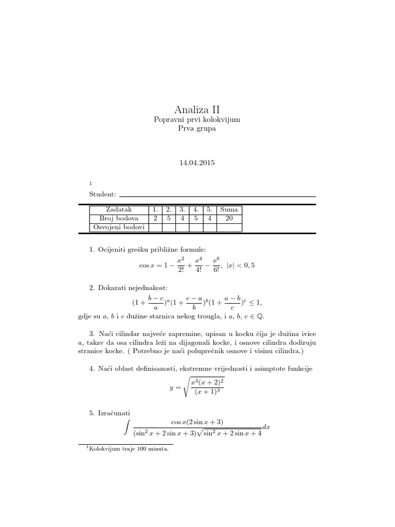 Analiza 2 I Kolpop 2015 | PDF