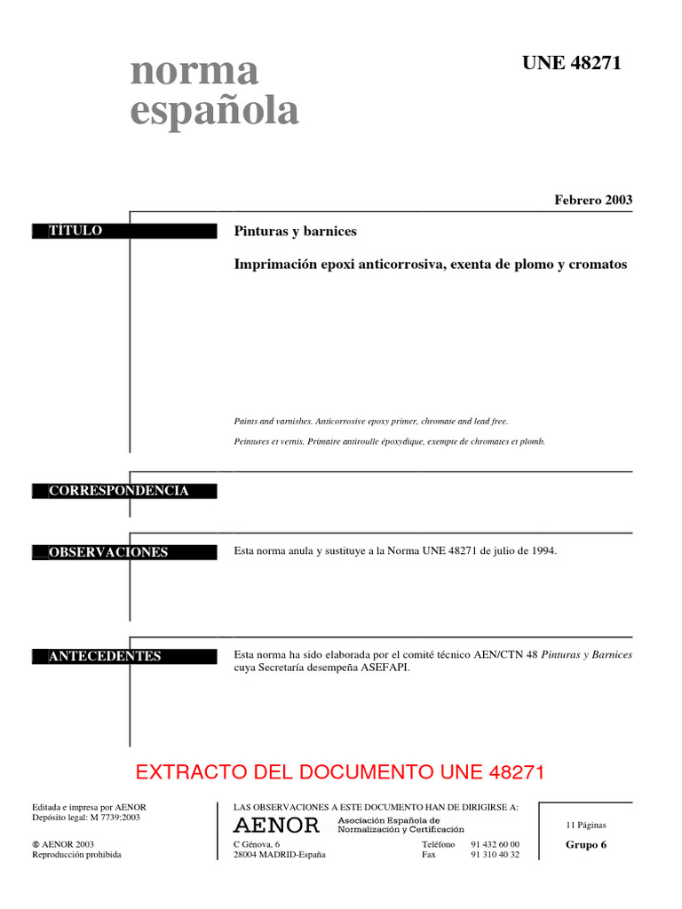 Imprimación Epoxi Anticorrosiva UNE 48271 | PDF | Pintar | Acero