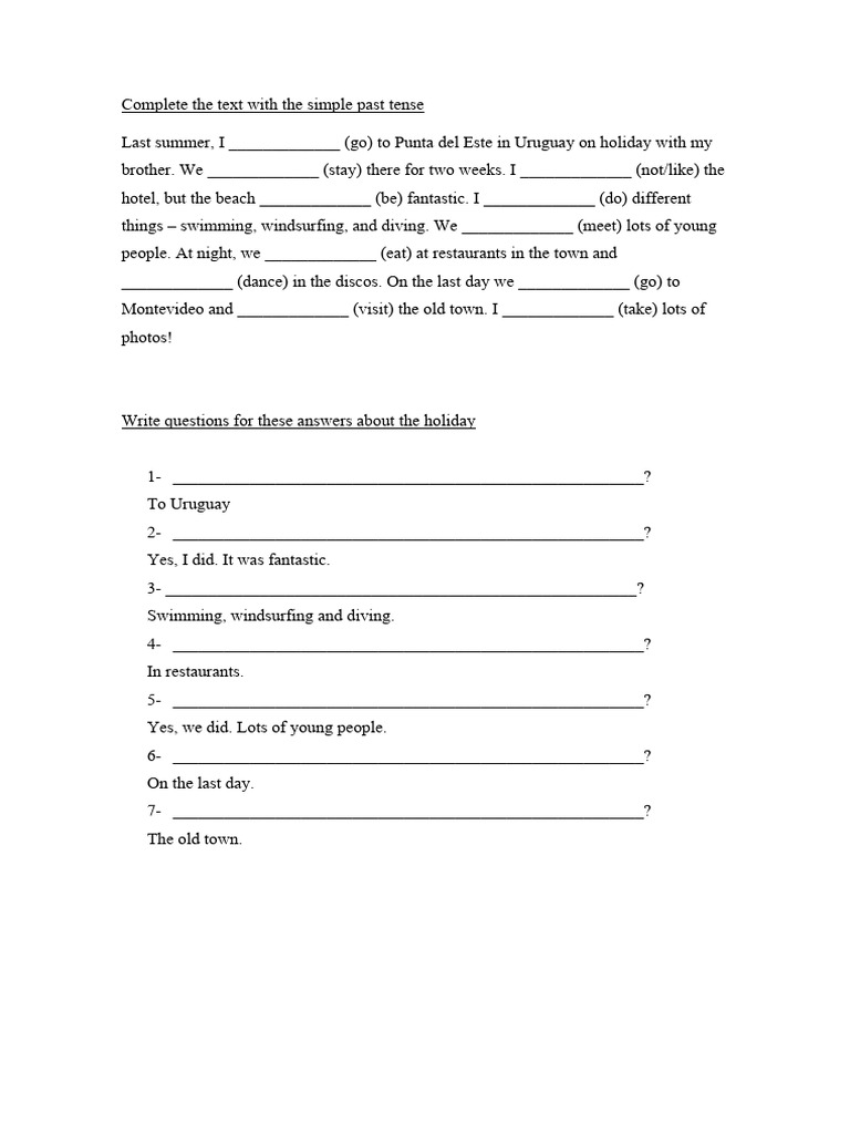 Complete the text with the simple past tense | PDF