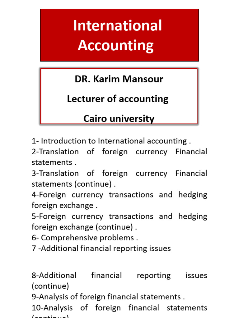 International Accounting Overview and Issues | PDF | Debits And Credits ...