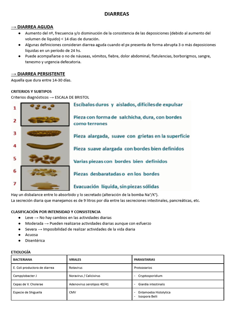 Clasificación y tipos de diarrea | PDF | Diarrea | Heces
