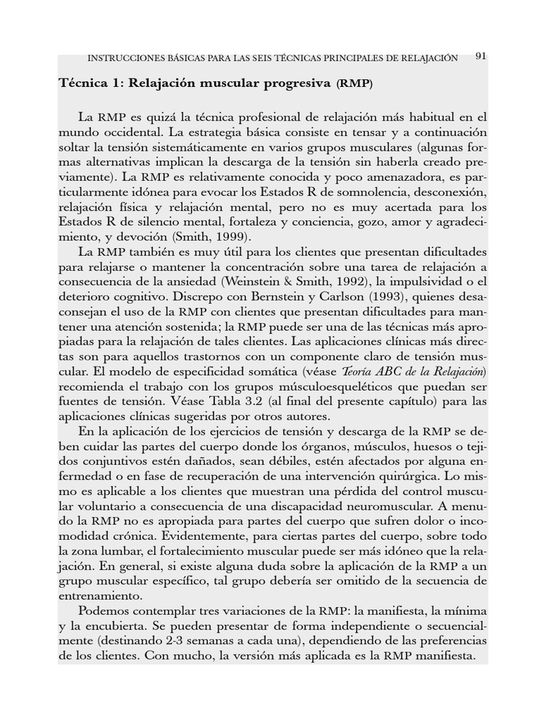 Relajacion Muscular Progresiva | PDF | Cara
