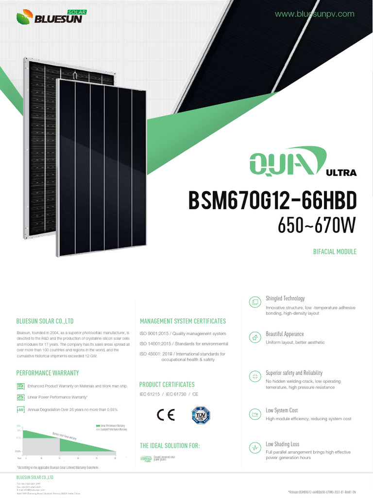Datasheet of 670W shingled solar panel | PDF | Solar Panel | Electrical ...
