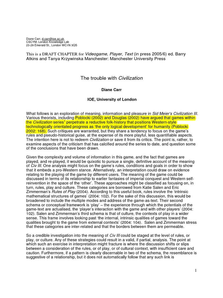 Carr, D. - The Trouble With Civilization | PDF | Conceptual Model