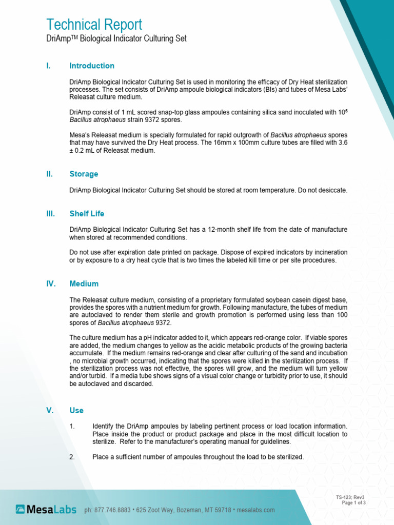 TS-123 - DriAmp | PDF | Sterilization (Microbiology) | Food And Drug ...