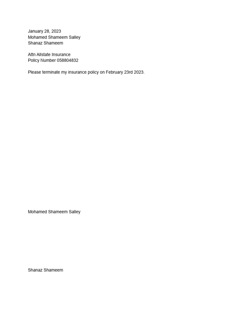 Insurance Termination | PDF