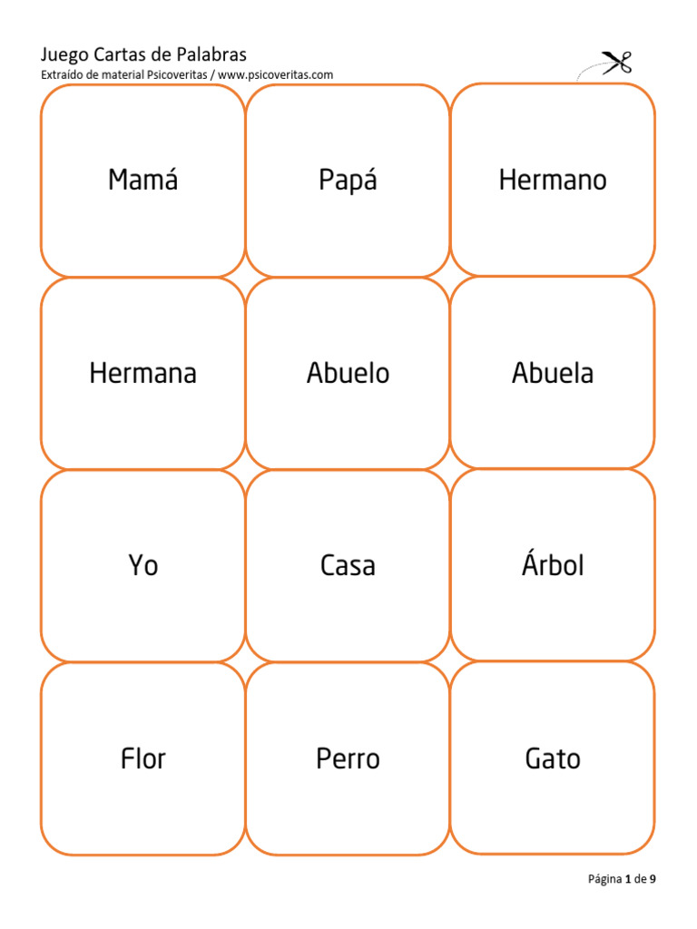 Juego Cartas de Palabras | PDF