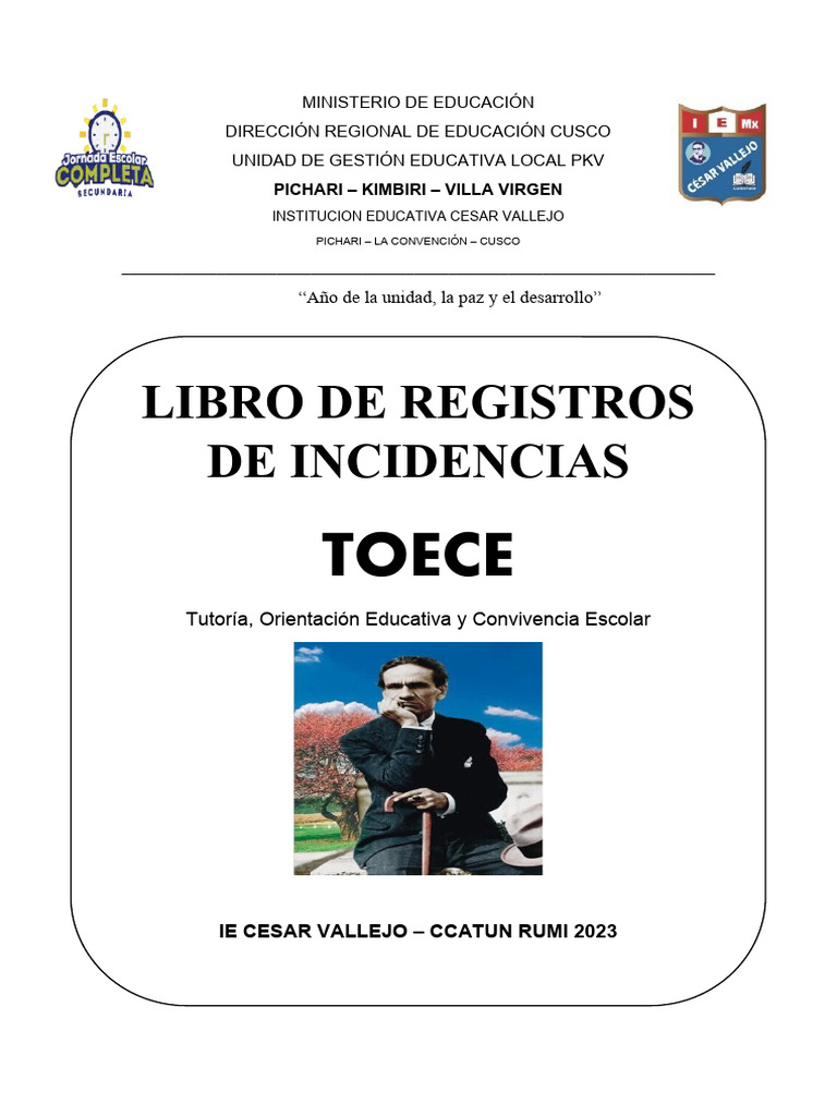 Caratula Libro de Incidencias | PDF