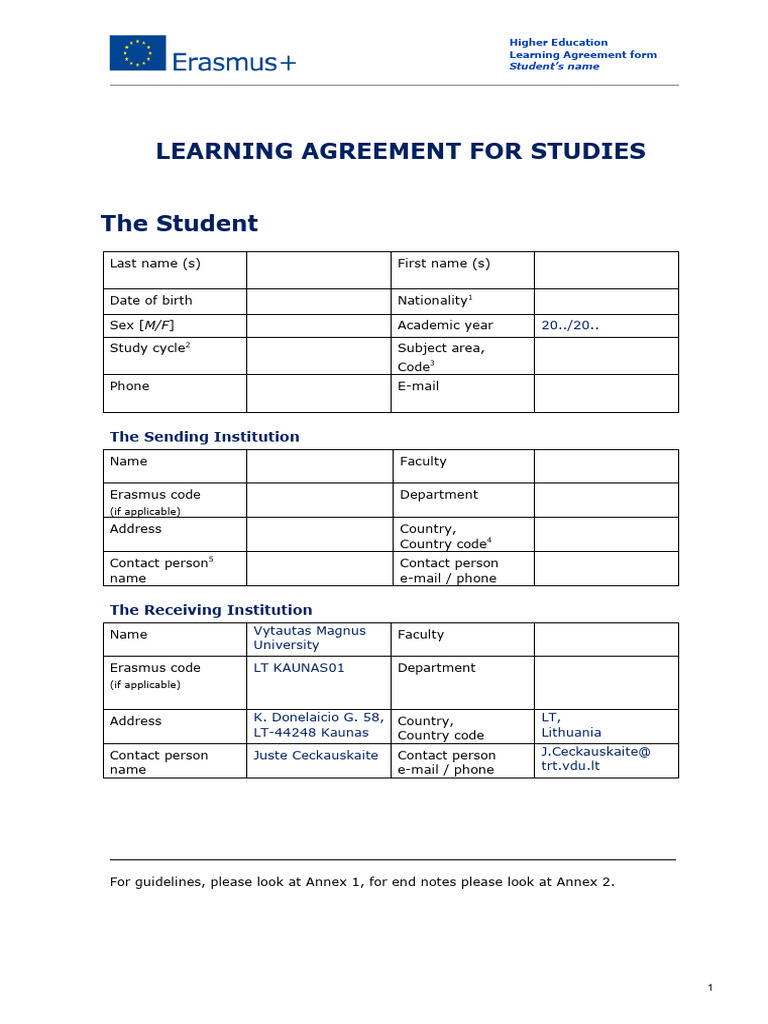Learning Agreement For Erasmus 3 | PDF | Academic Degree