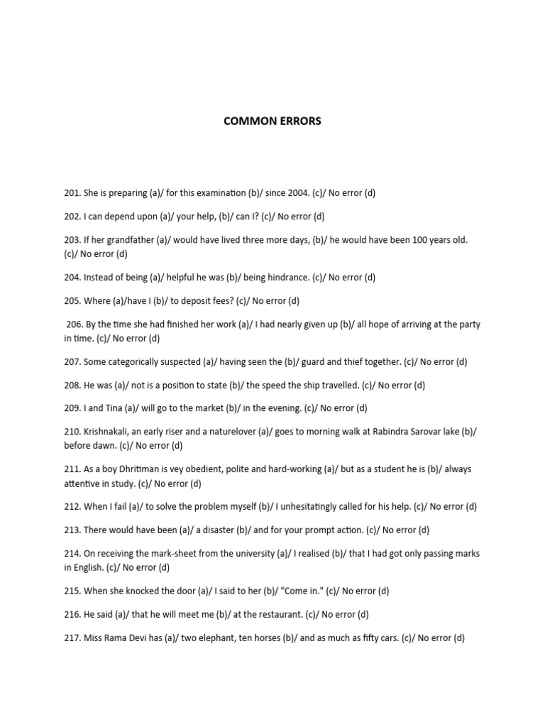 Common Errors - 201 - 400 | PDF