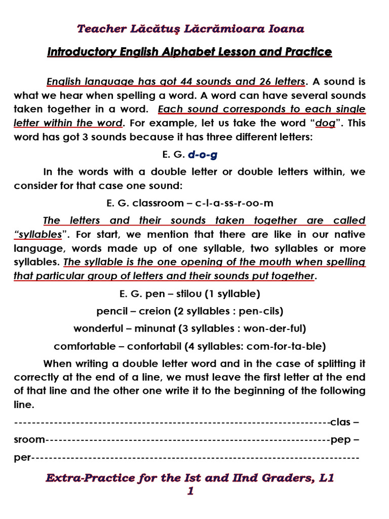 Extra Practice For The Ist and IInd Graders L1 | PDF
