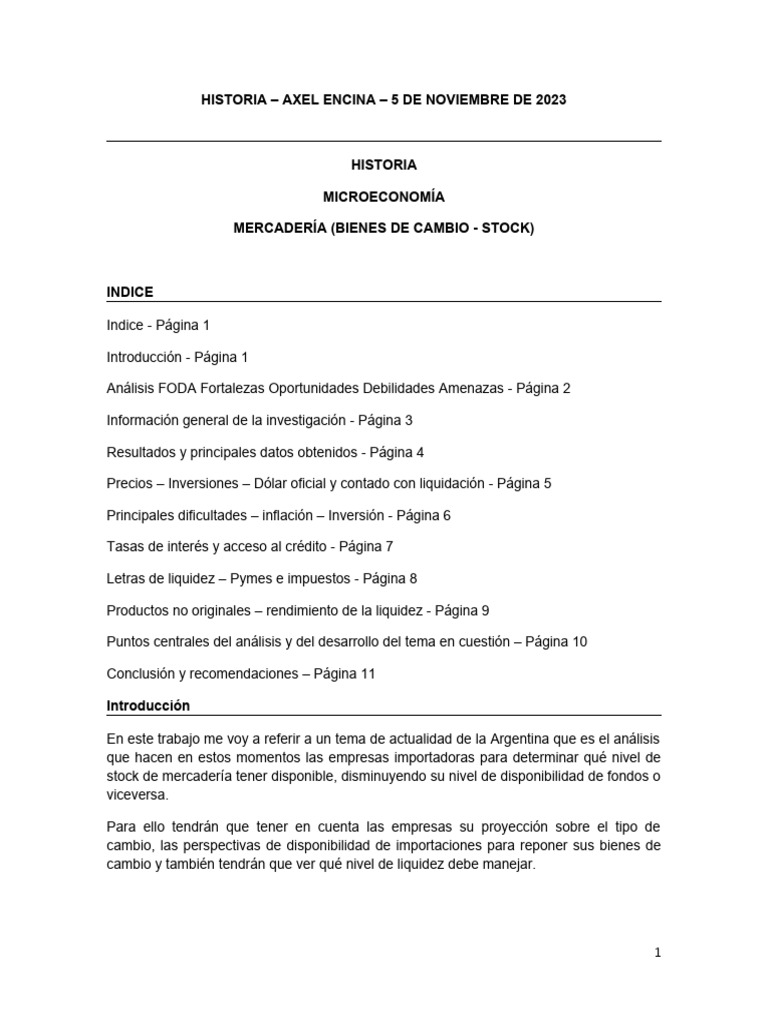Trabajo Axel Noviembre 2023 | PDF | Inflación | Business